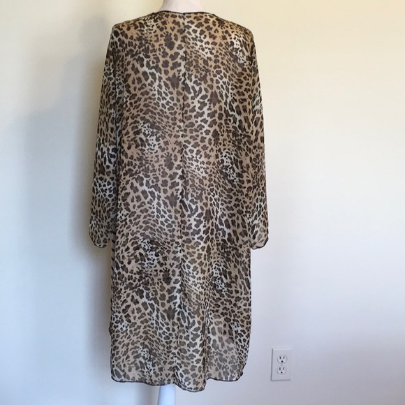 Jackets & Coats | Stylish Stripe Leopard Mixed Print Duster Sz 1x ...